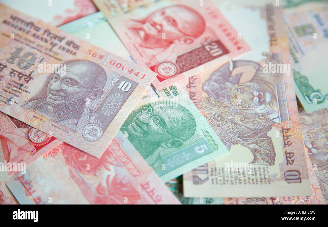 Collection of the Indian banknotes Stock Photo - Alamy