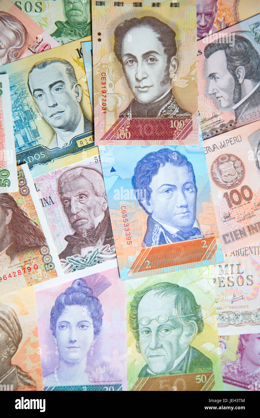 Variety of South American banknotes Stock Photo - Alamy