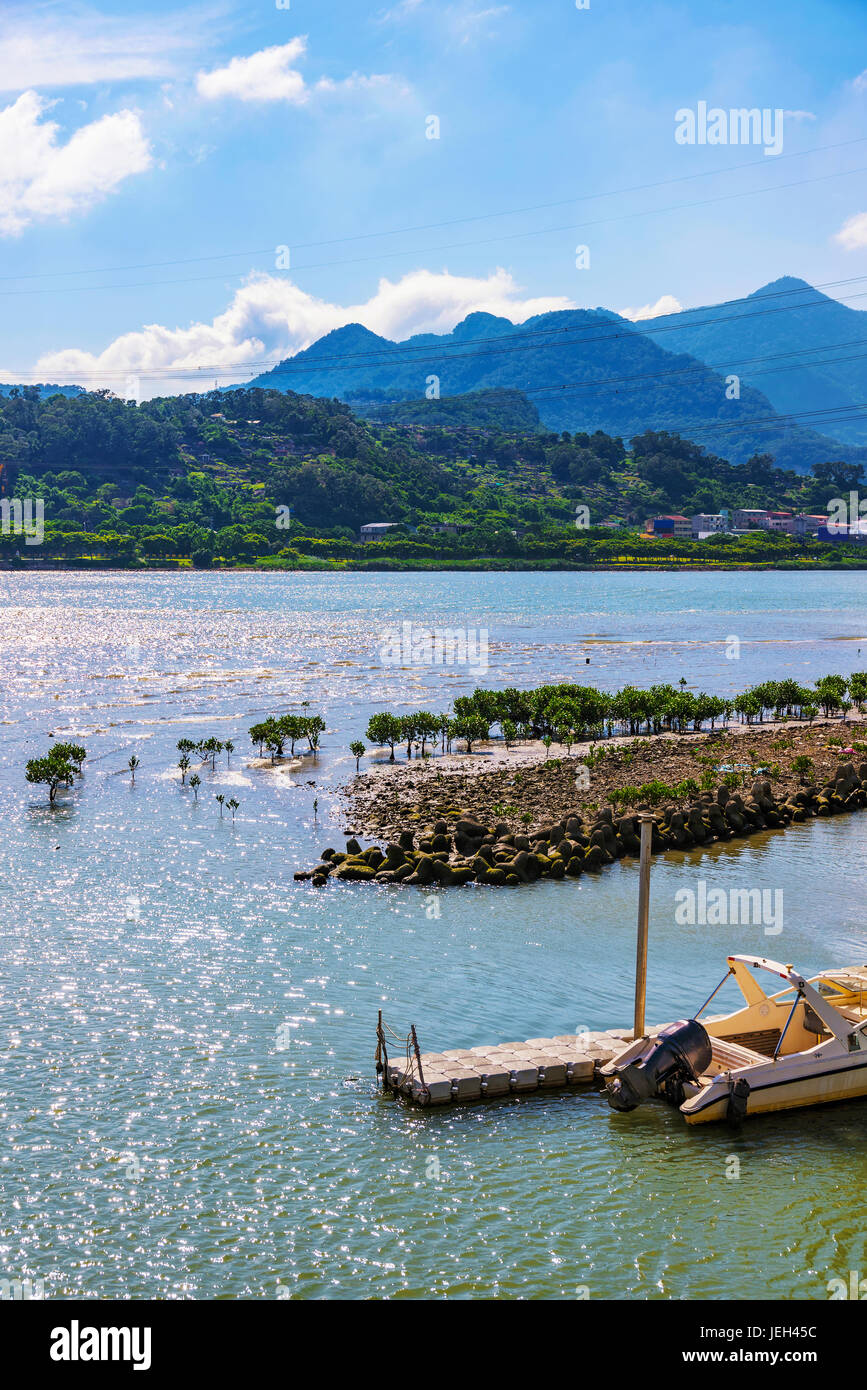 River landscape with boat in Taipei Stock Photo - Alamy
