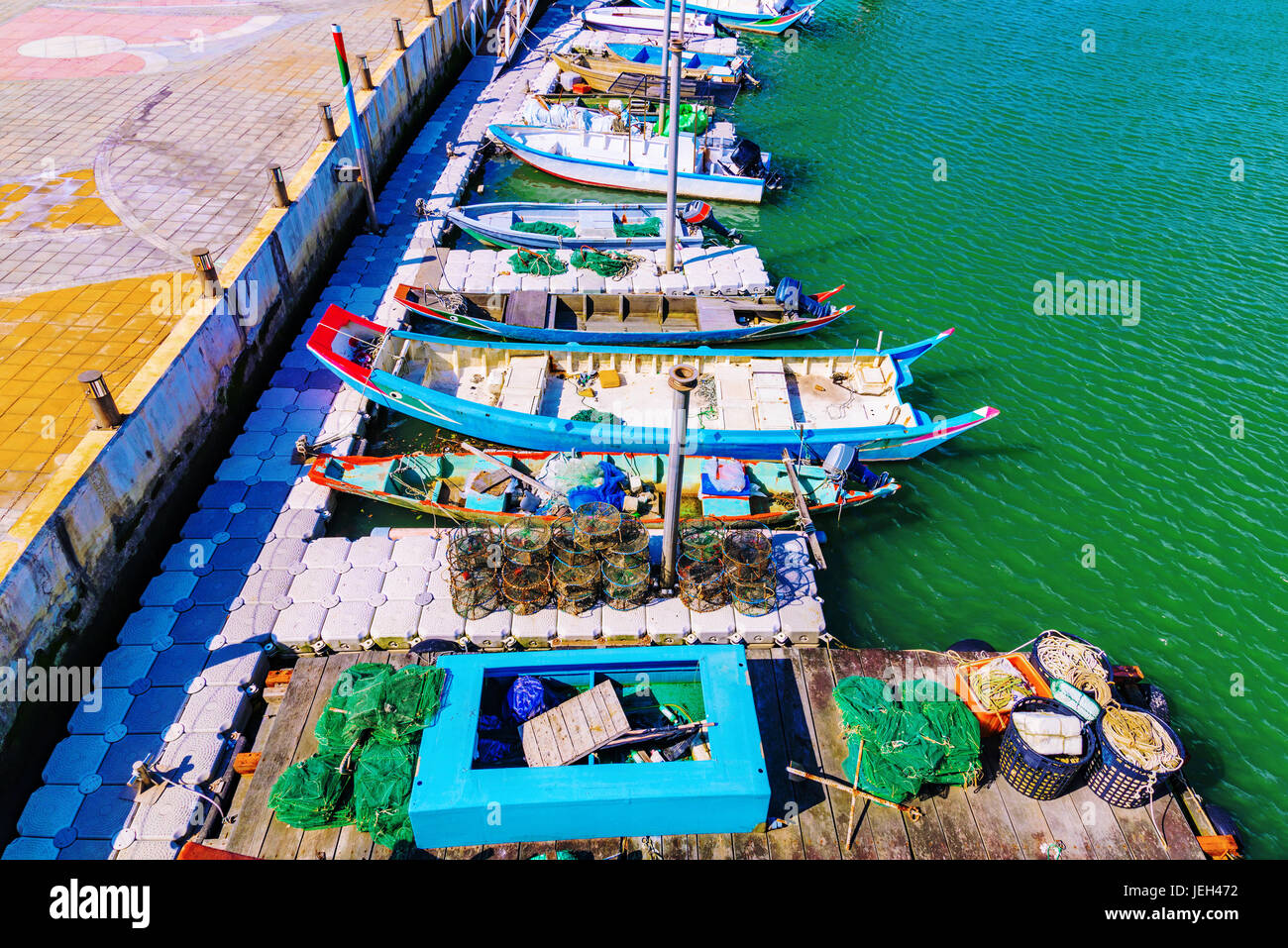 Traditional riverside fishing boats in Taiwan Stock Photo - Alamy
