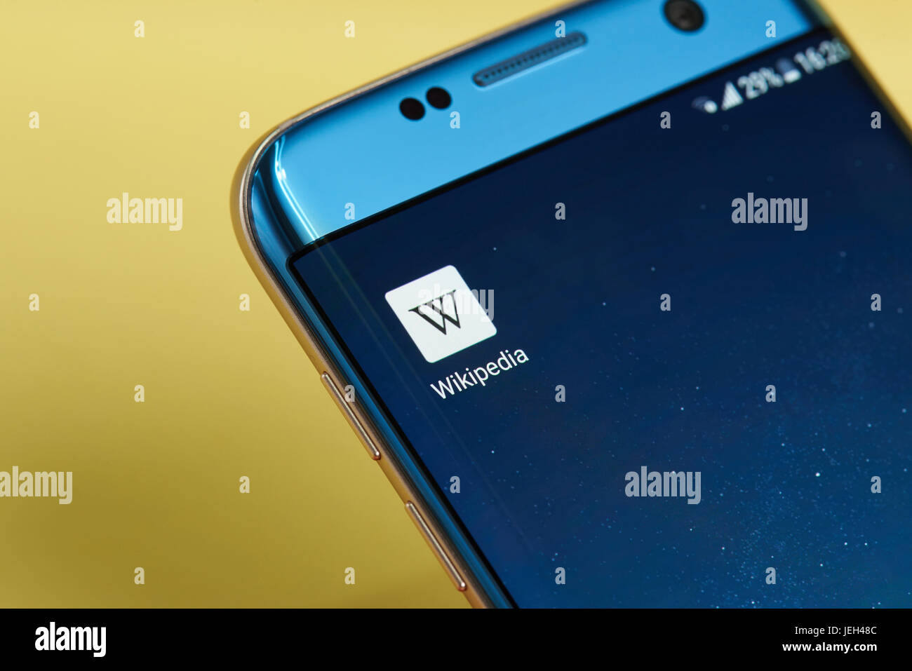 New york, USA - June 23, 2017: Wikipedia application icon on smartphone ...