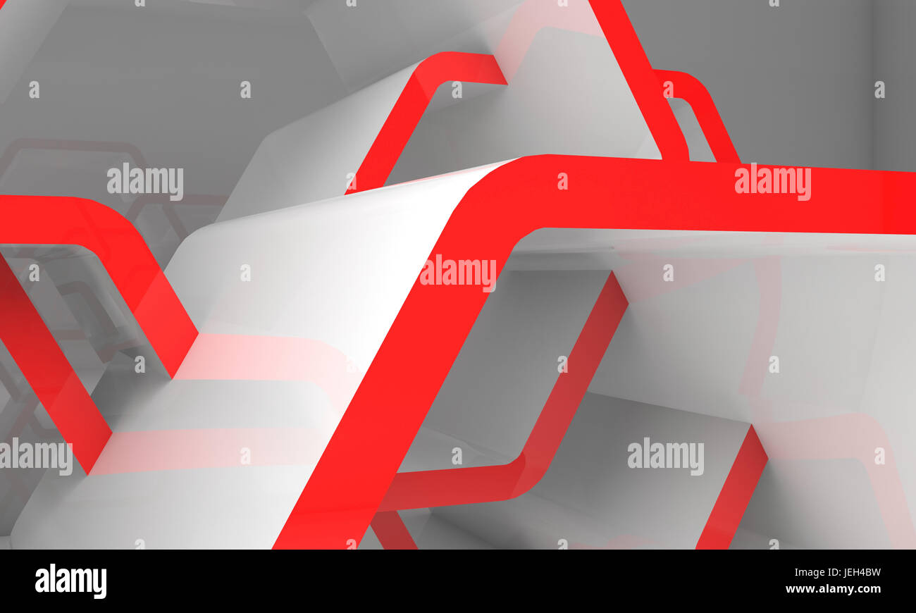 Fragment of an abstract honeycombs structure with red sections ...