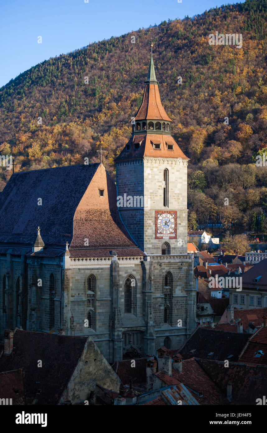 The Black Church cathedral in Brasov medieval city, Transylvania ...