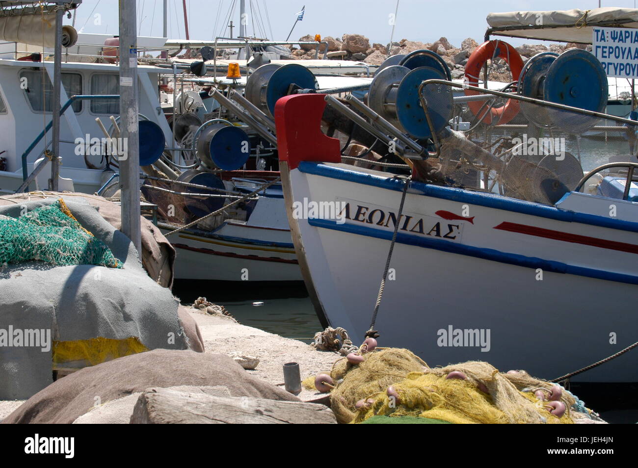 Ancient names on fishing boats hi-res stock photography and images - Alamy