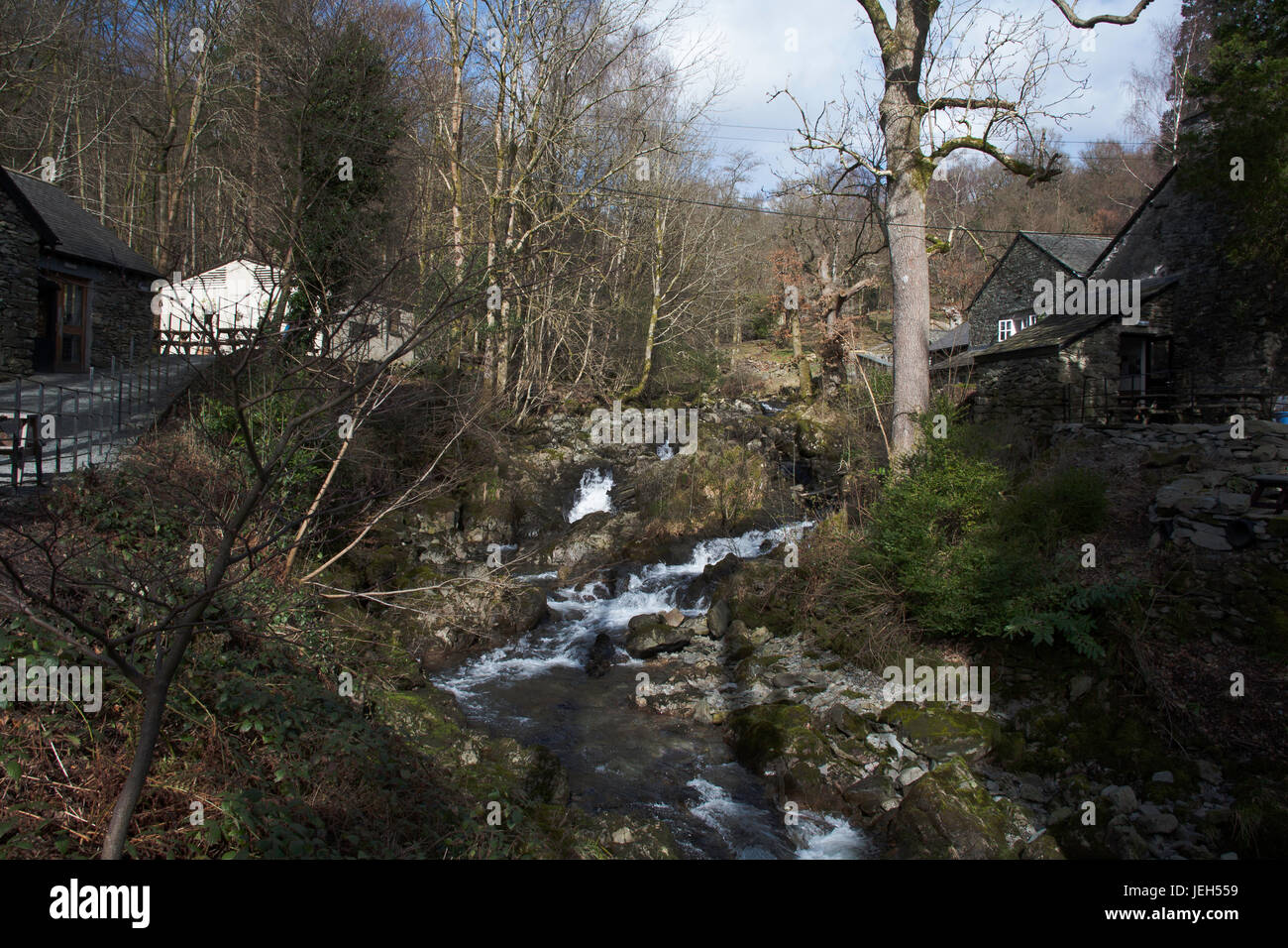 Rydal Falls Rydal Hall Ambleside The Lake District Cumbria England ...