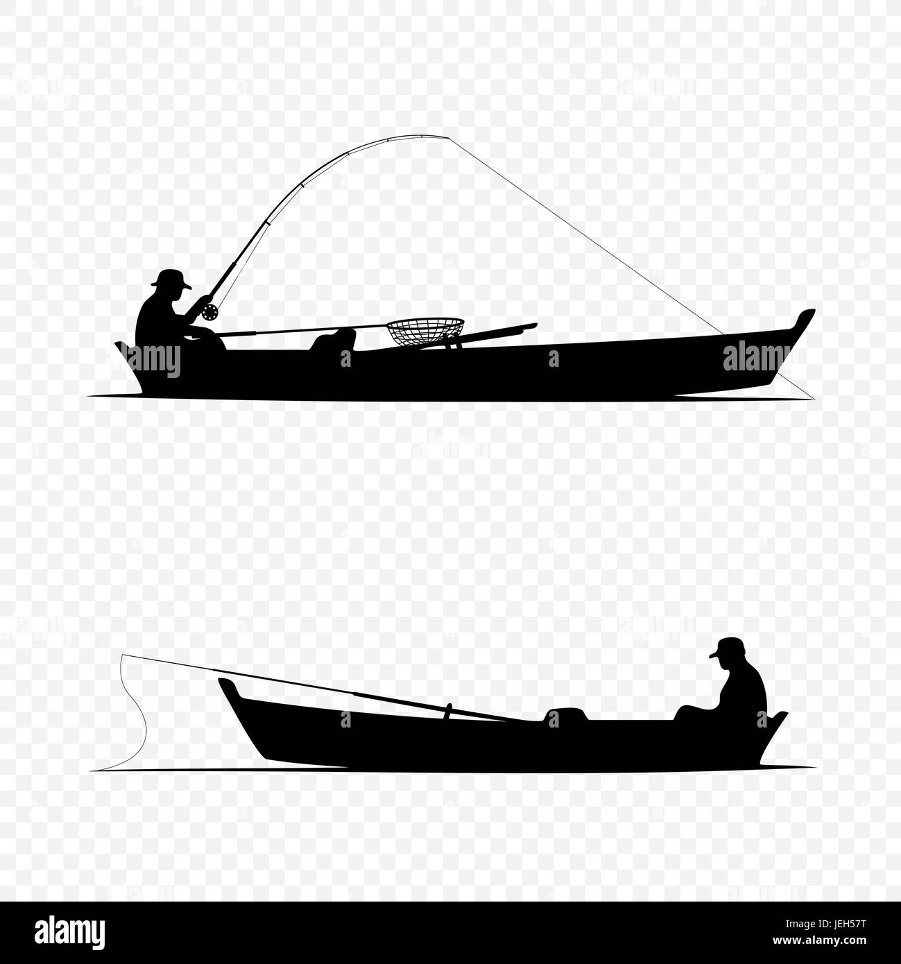 Fisherman boat on river Stock Vector Images - Alamy