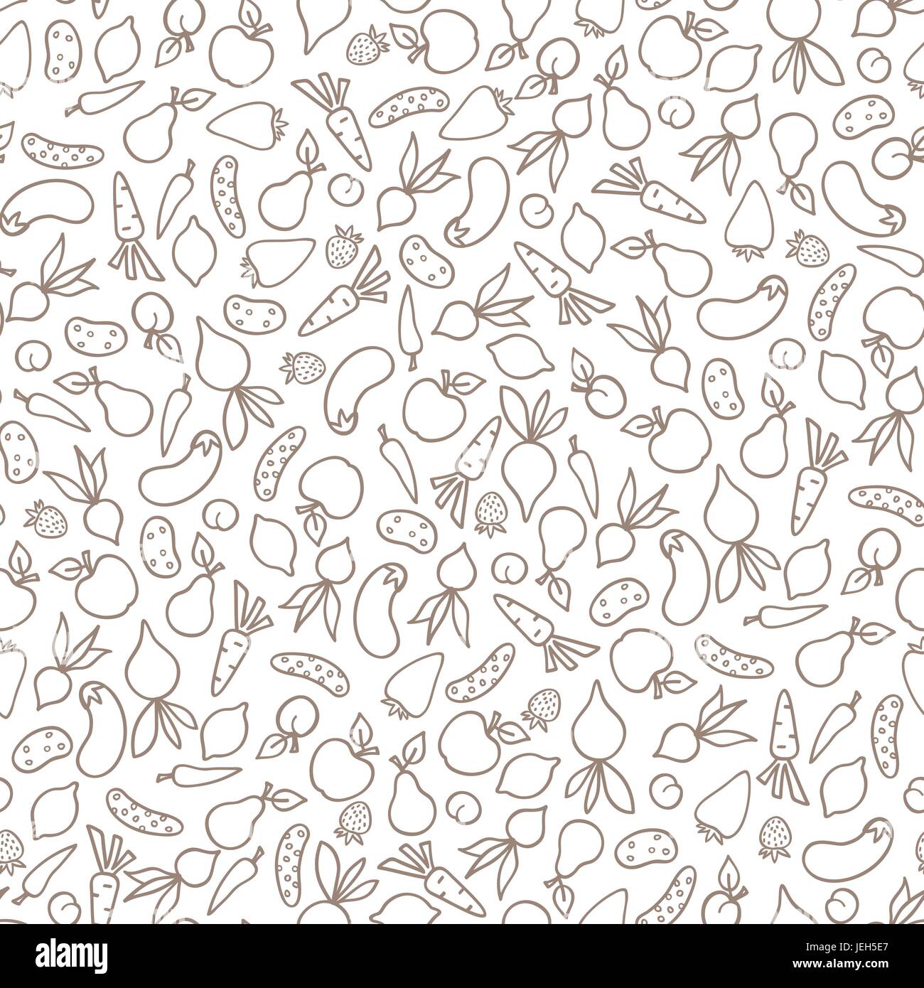 Vegetable seamless pattern. Healthy food ingredient doddle line ...