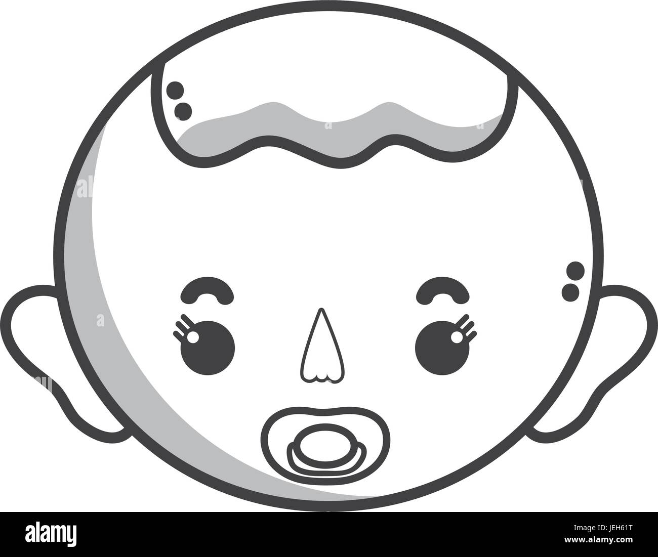 line baby boy head with pacifier and hairstyle Stock Vector Image & Art ...