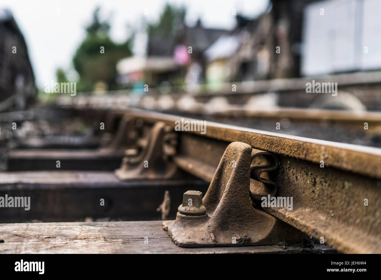 Close-up of a railroad track; Yorkshire, England Stock Photo - Alamy