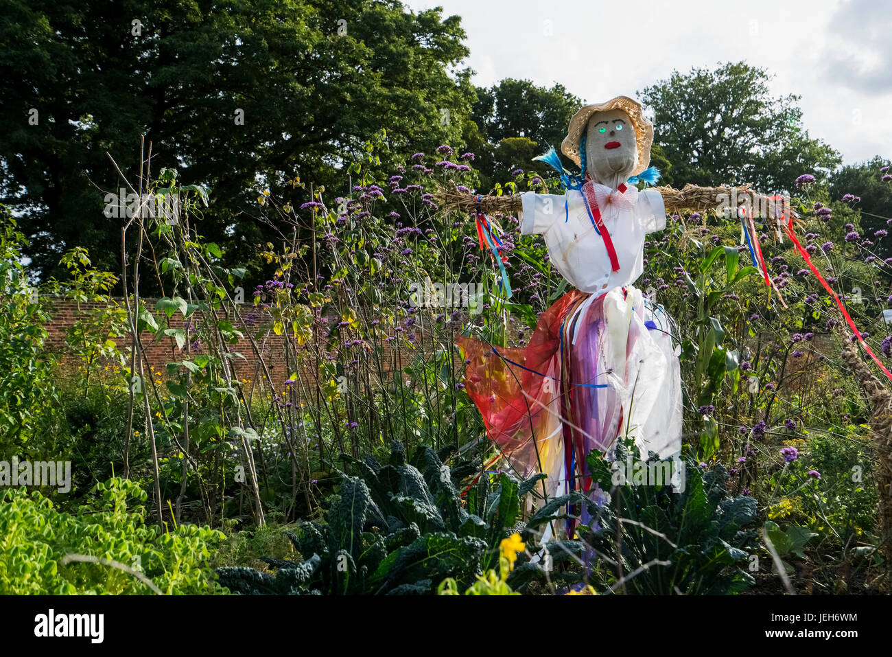 A scarecrow in a garden; Gateshead, Tyne and Wear, England Stock Photo ...