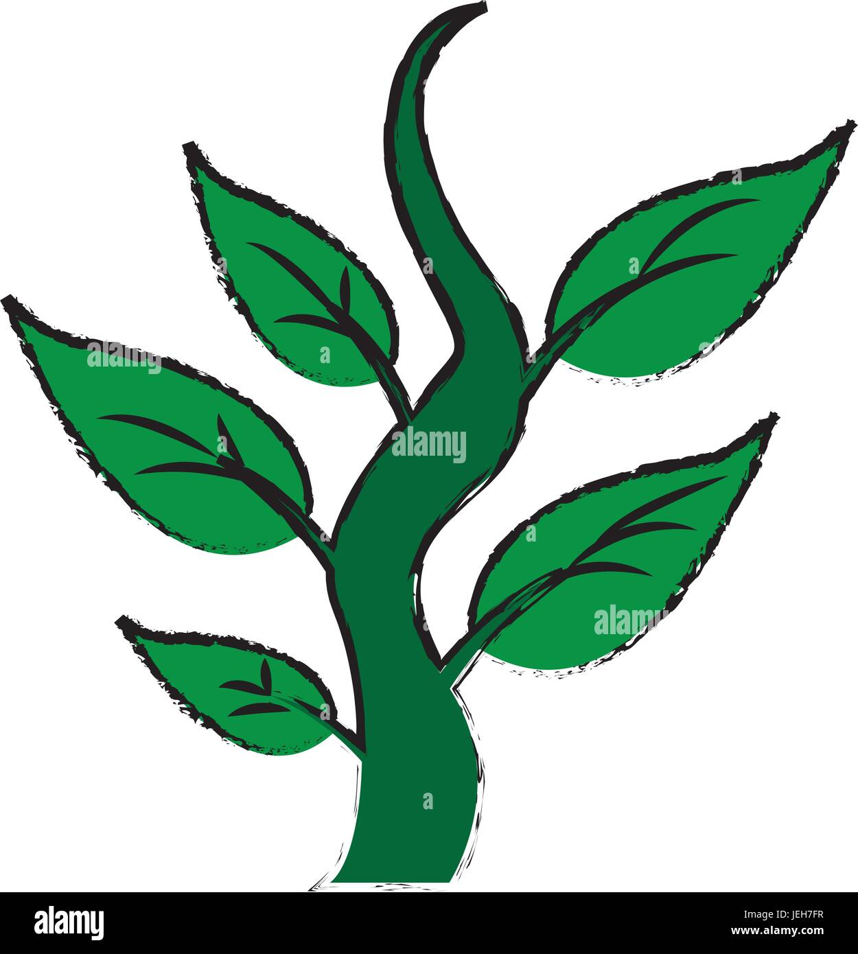 steam with leaves natural plant botany icon Stock Vector Image & Art ...