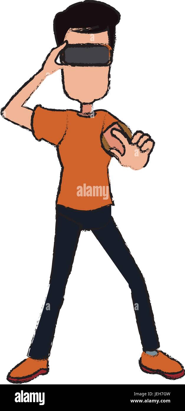 guy character wearing vr headset standing Stock Vector Image & Art - Alamy