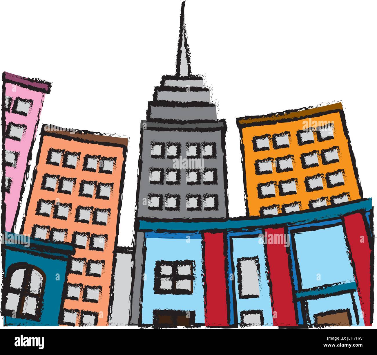 Drawing Skyscrapers City Town Stock Photos & Drawing Skyscrapers City ...