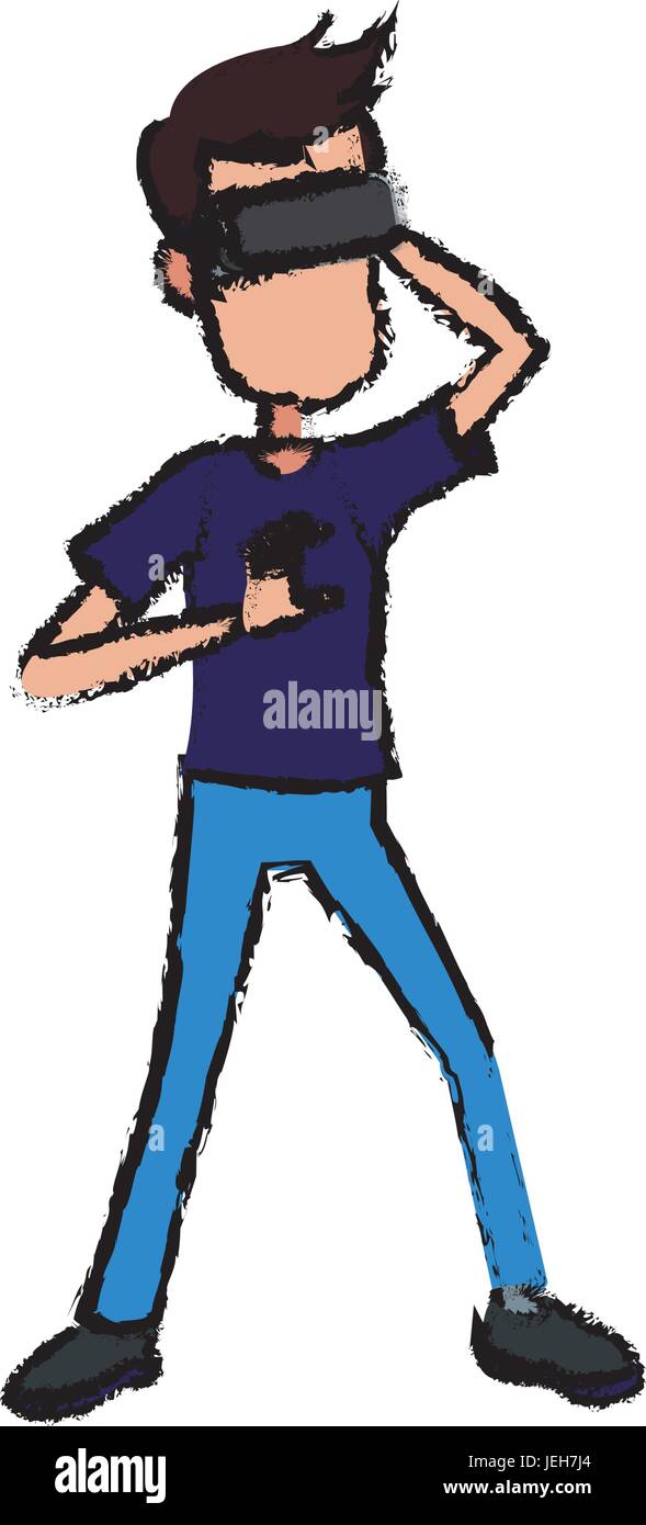 guy character wearing vr headset standing Stock Vector Image & Art - Alamy