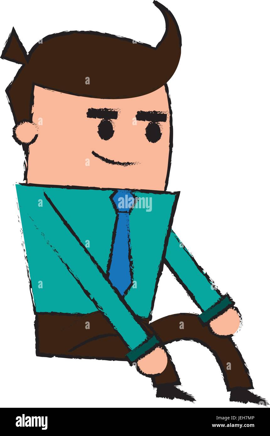 cartoon man business sitting image Stock Vector Image & Art - Alamy