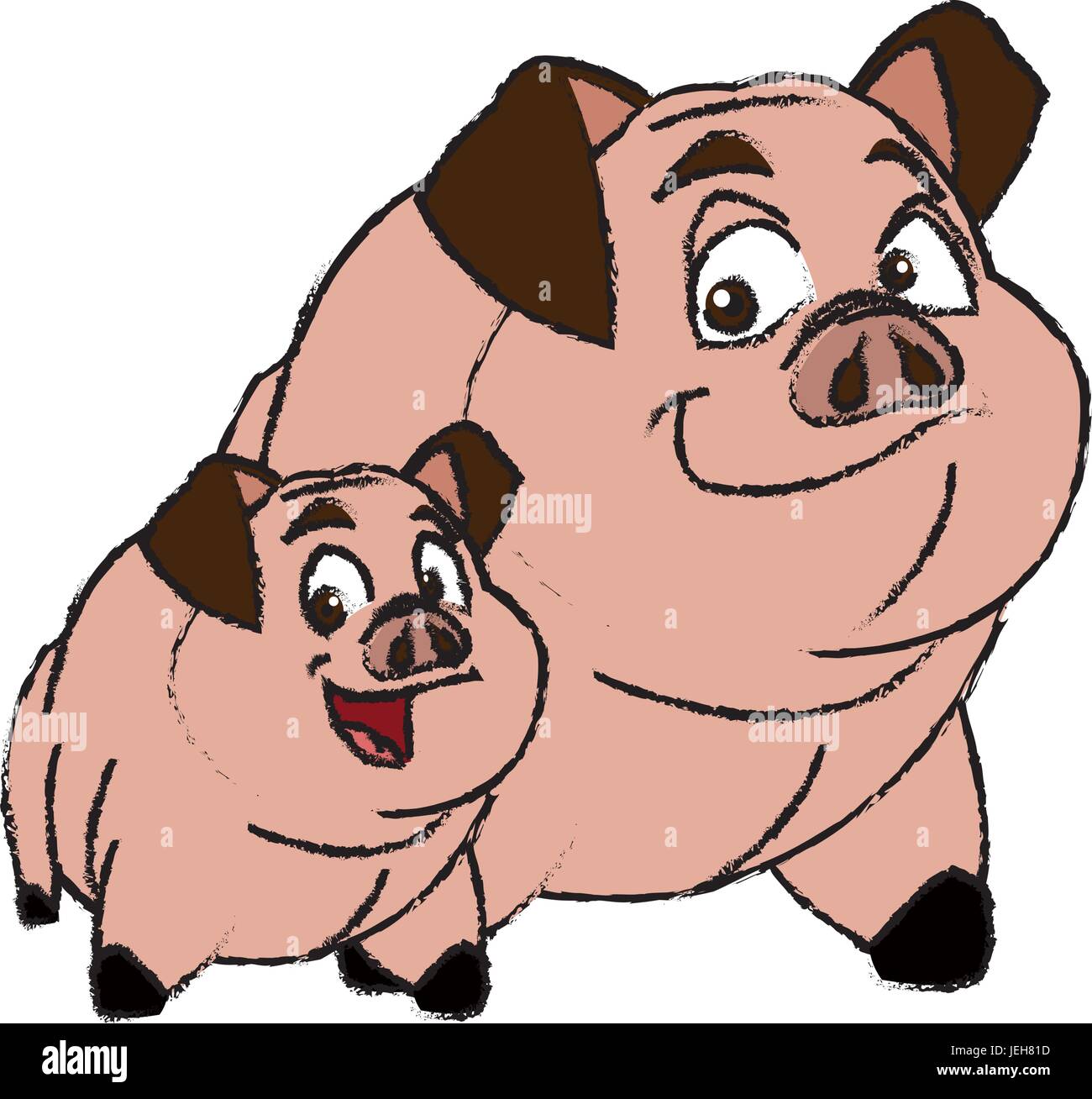 Two Cartoon Pigs