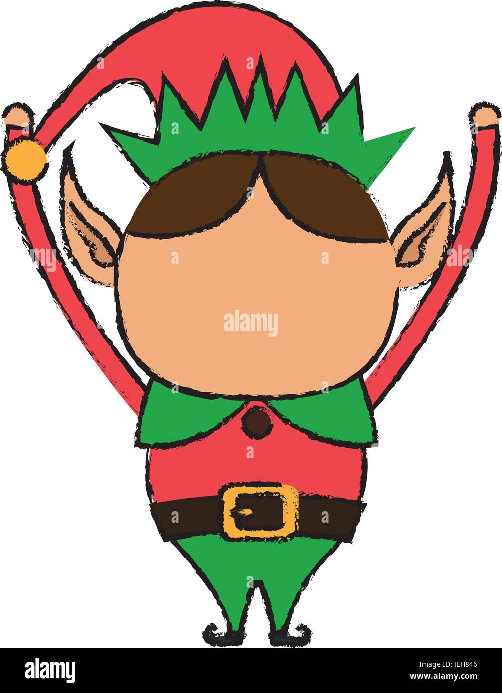 happy merry christmas elf character Stock Vector Image & Art - Alamy