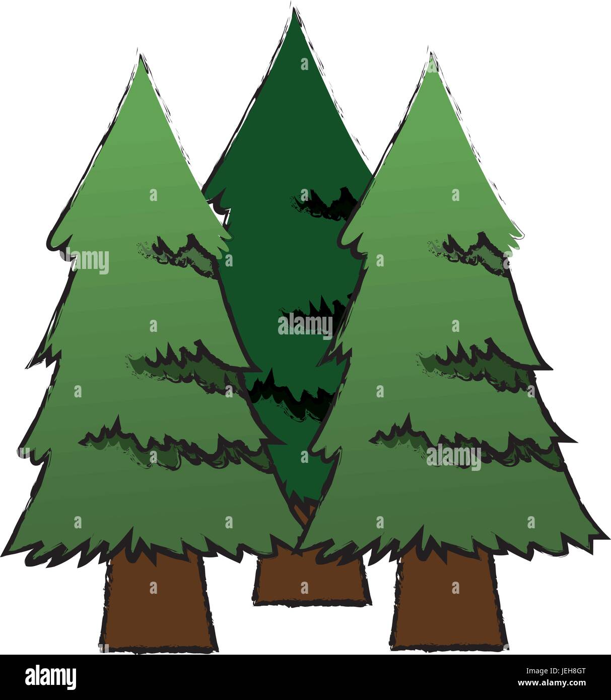 three pine tree foliage trunk forest icon Stock Vector Image & Art - Alamy