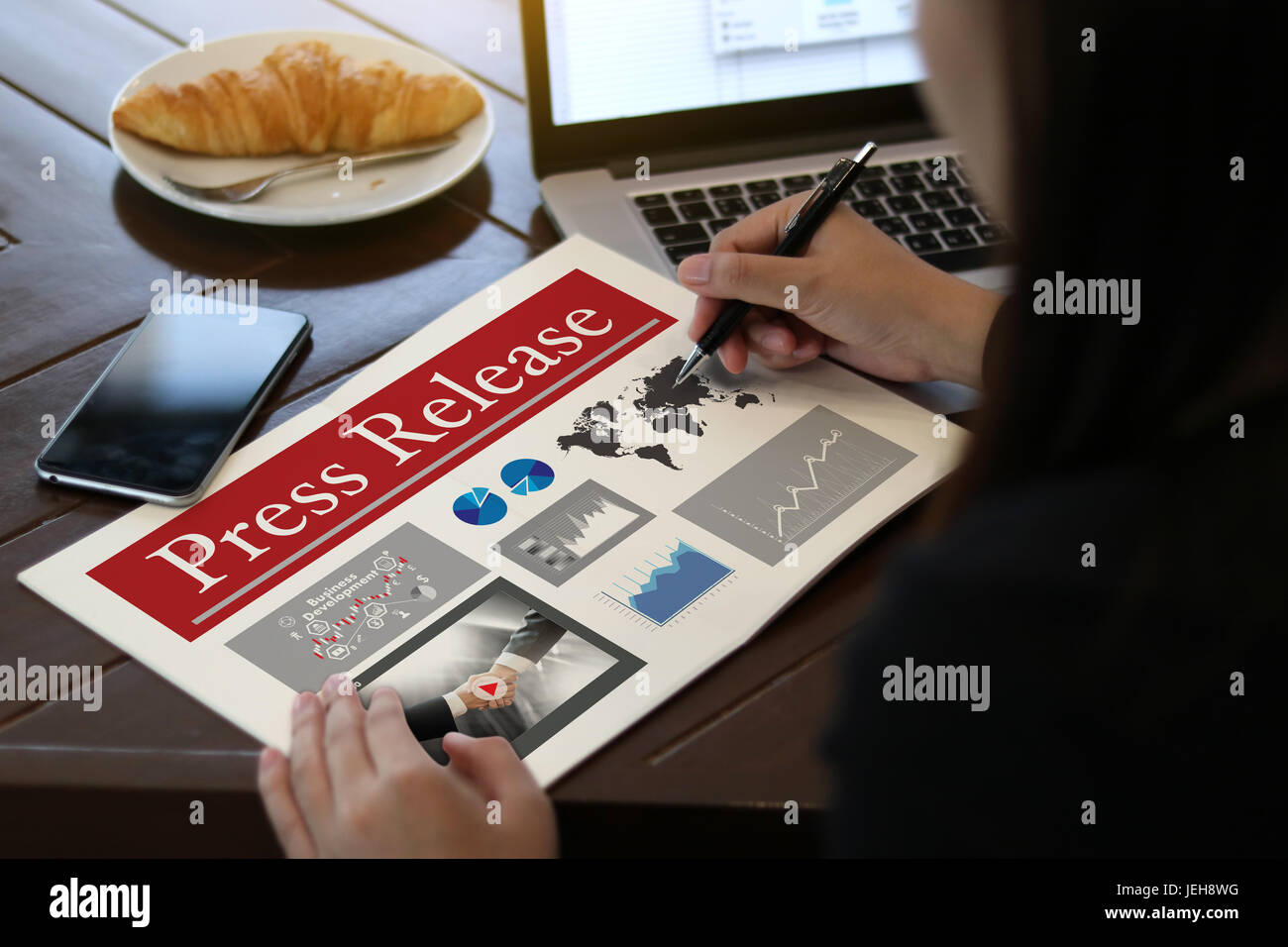 Press Release concept, Thoughtful male person looking computer Stock ...