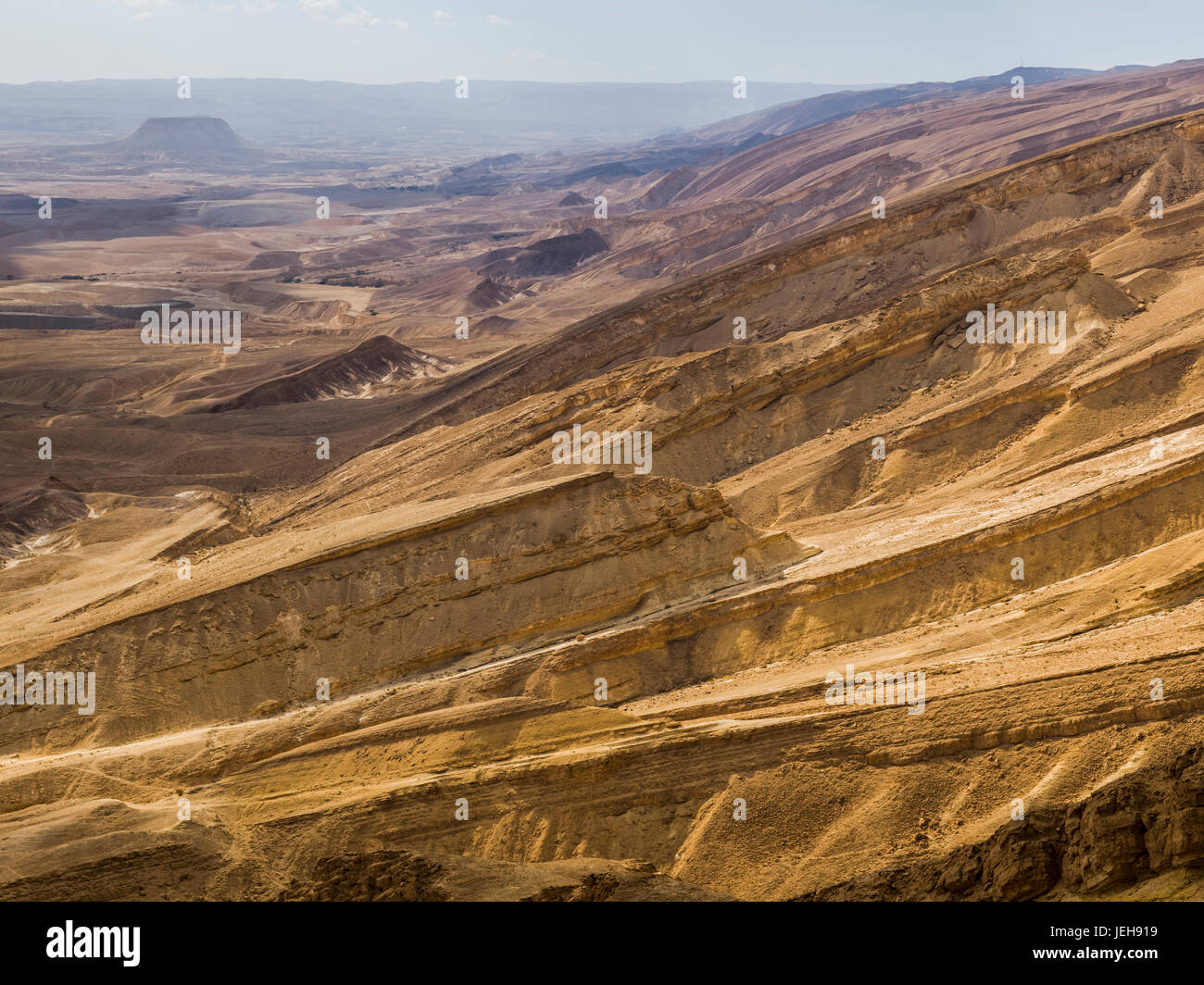 Arid and barren landscape in the Arava valley, Negev Desert; Har ...