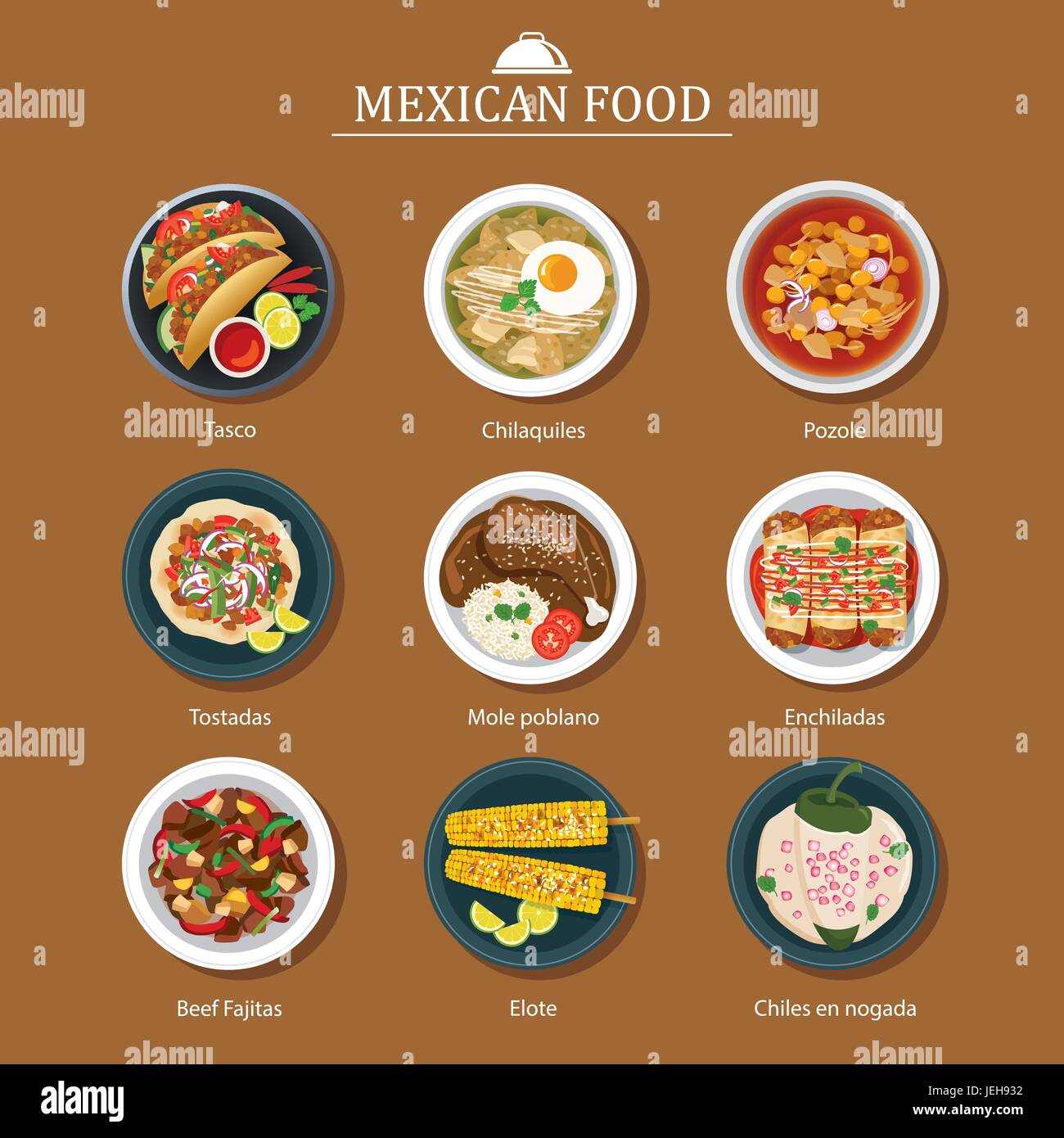 Set mexican food flat Stock Vector Images - Alamy