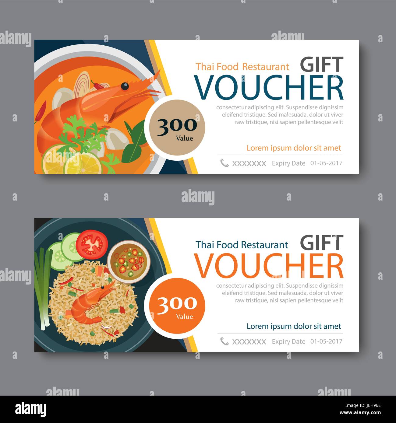 Discount Voucher Template With Thai Food Flat Design Stock Vector Image Discount Voucher Template With Thai Food Flat Design Stock Vector Image