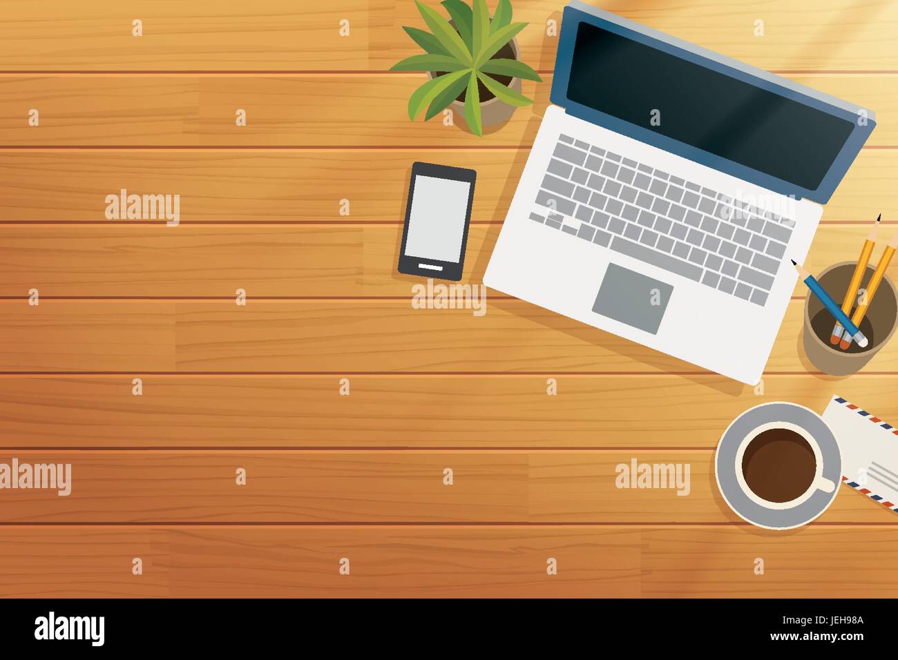 Desk laptop office empty Stock Vector Images - Alamy