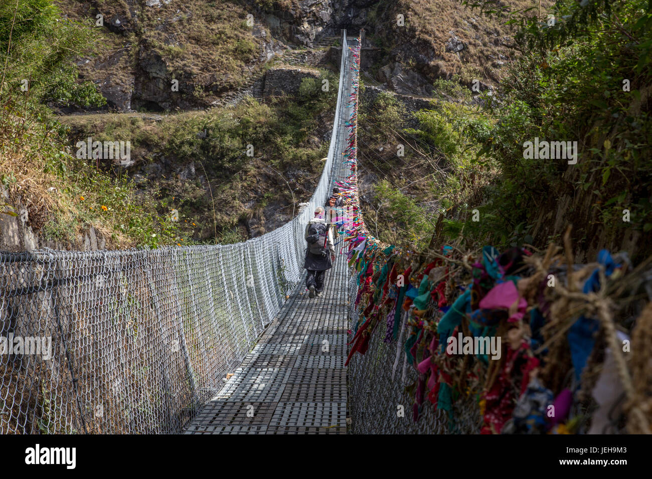 Nepalese suspension bridge Stock Photo - Alamy