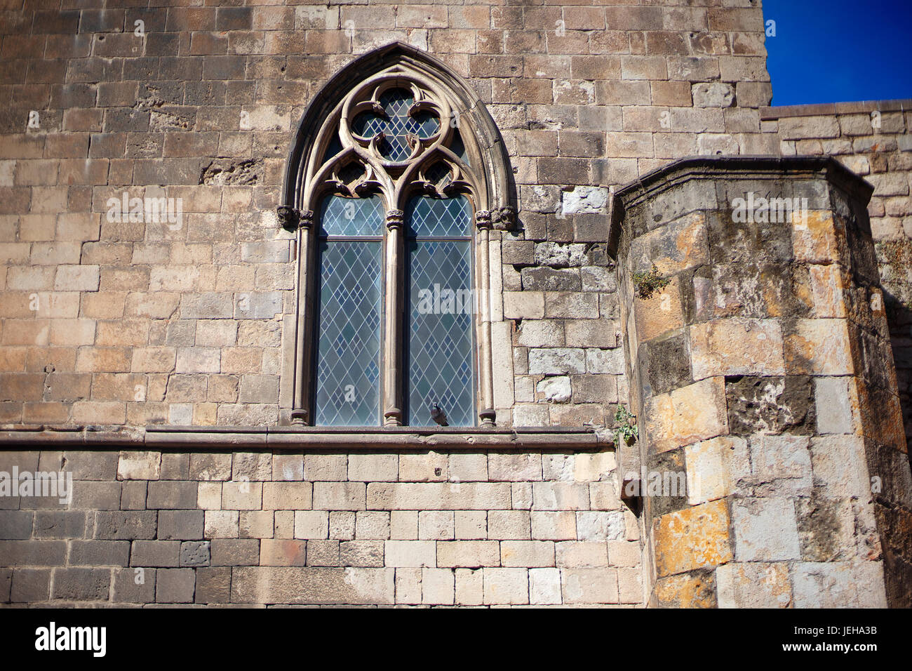 Barcelona, Spain, Old town Barri Gotic district - facade of an ancient ...