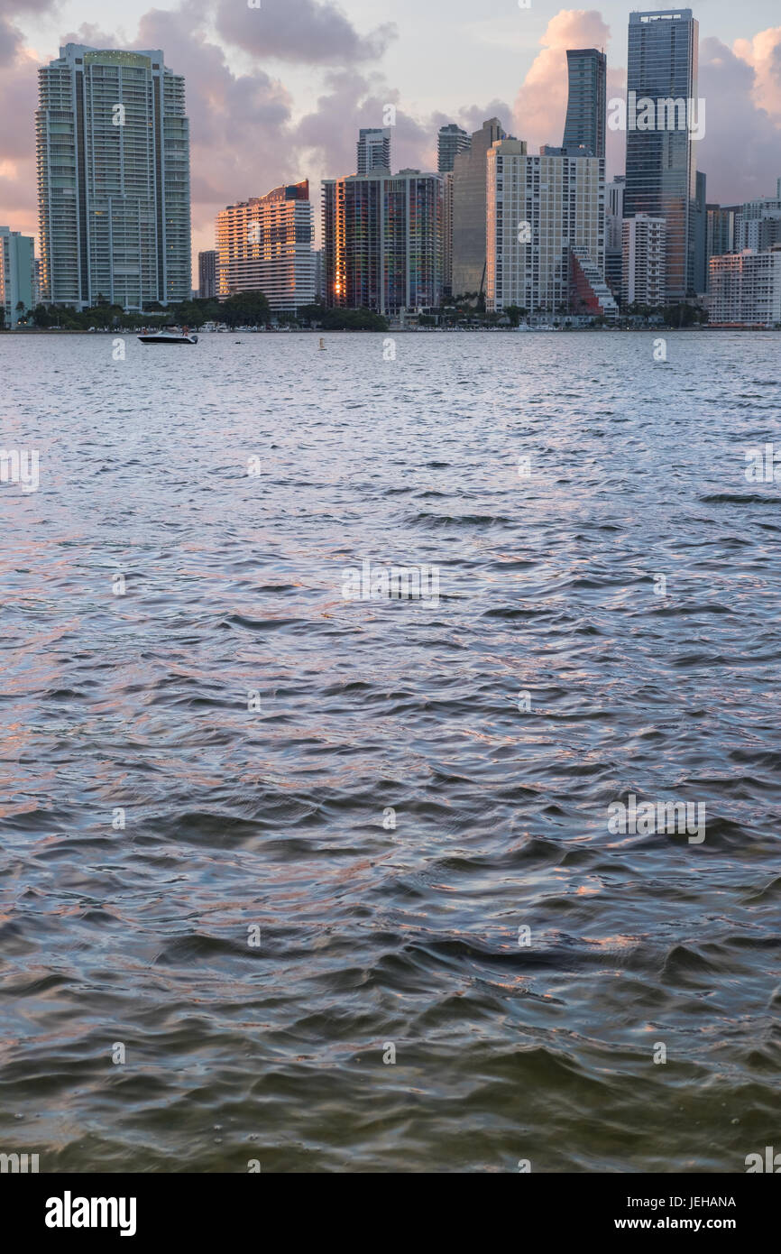 Downtown Miami Skyline During Sunset Stock Photo - Alamy
