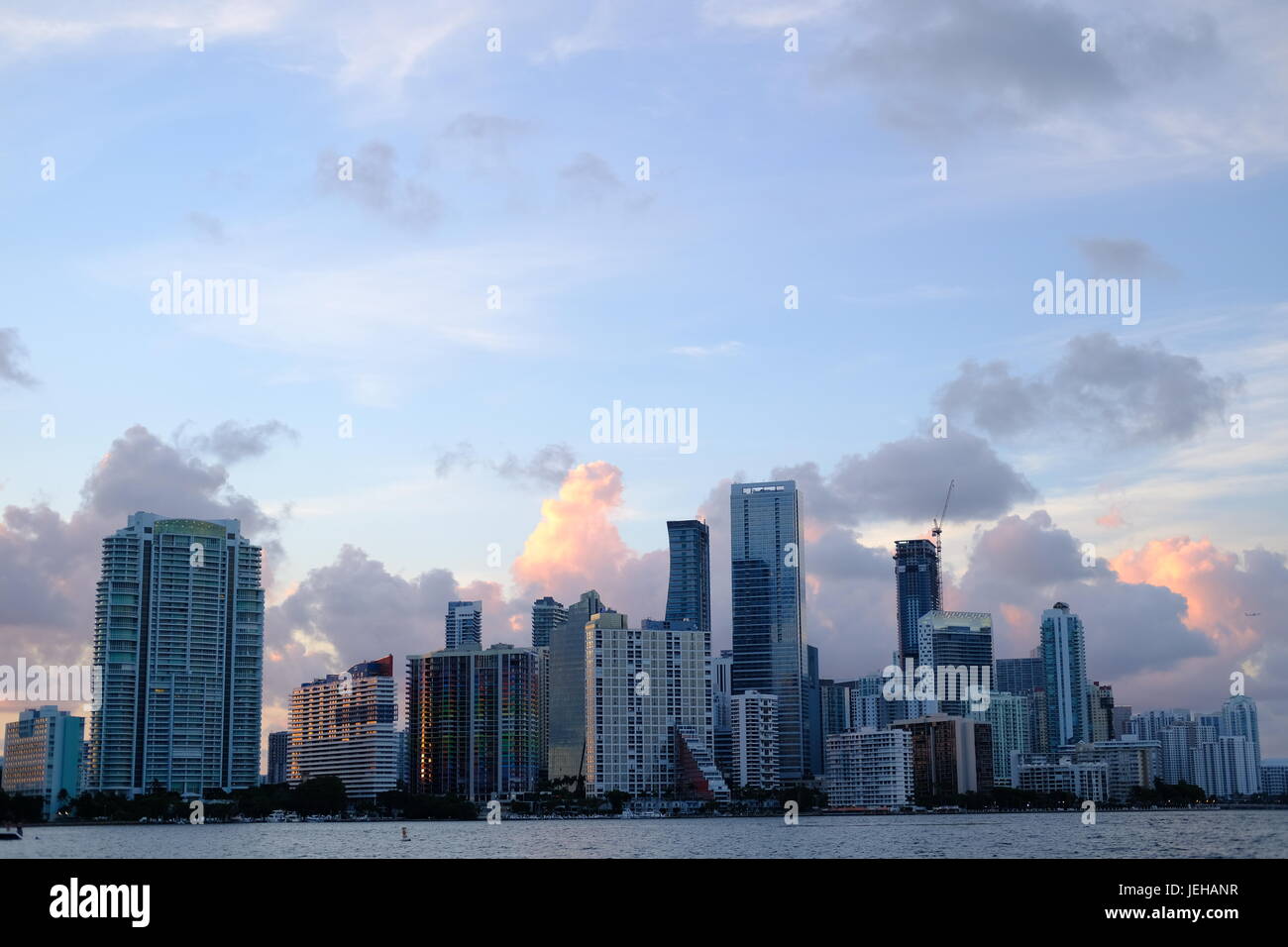 Downtown Miami Skyline During Sunset Stock Photo - Alamy