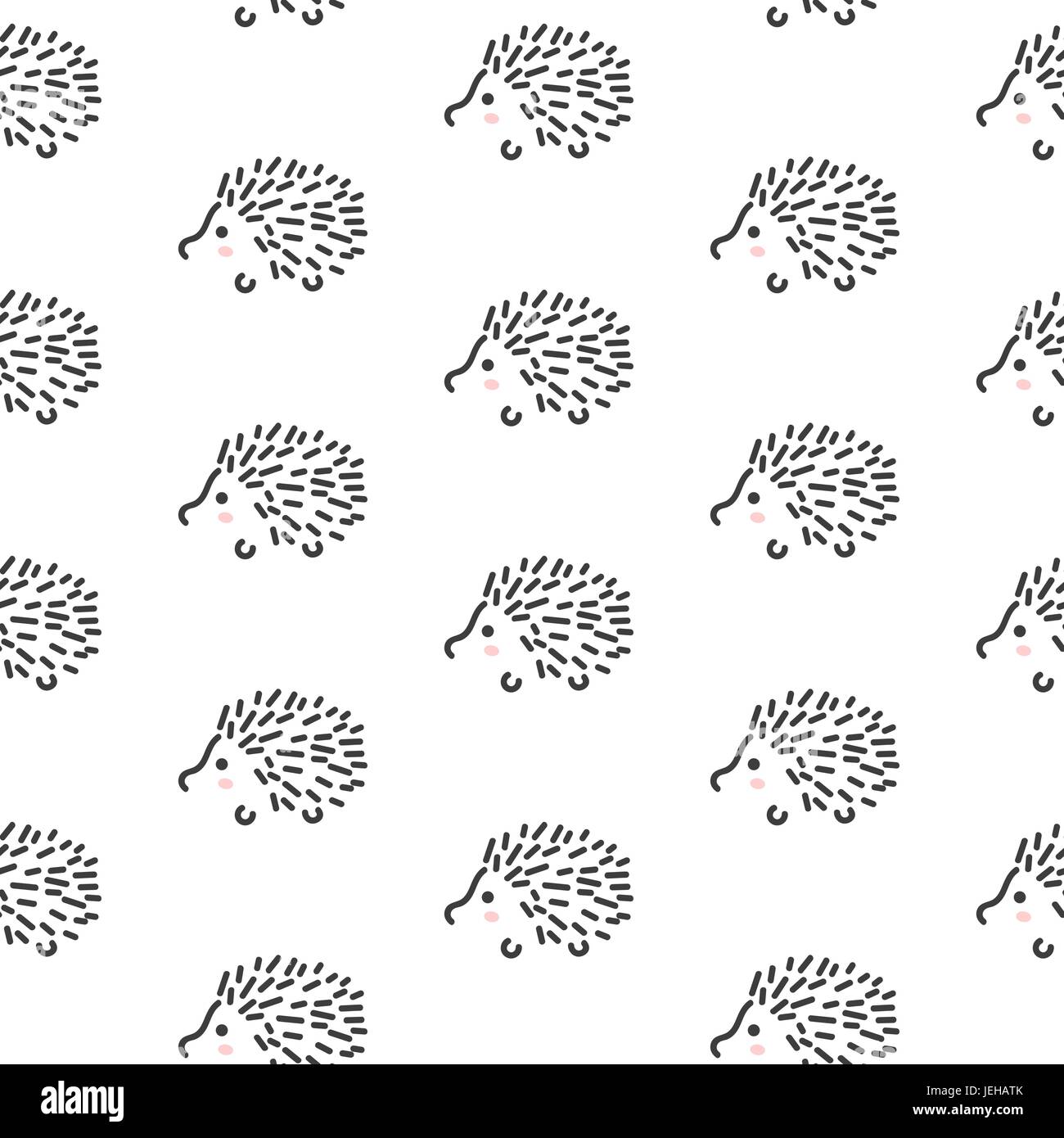 Hedgehog stylized line fun seamless pattern for kids and babies Stock ...