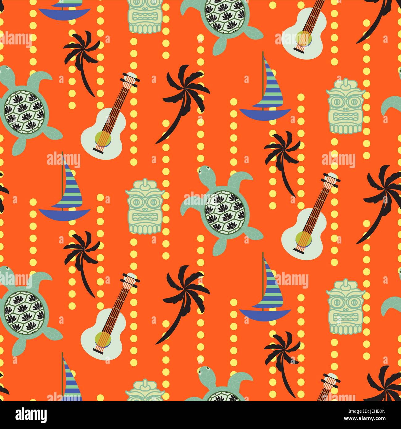Hawaii beach orange seamless vector pattern Stock Vector Image & Art ...