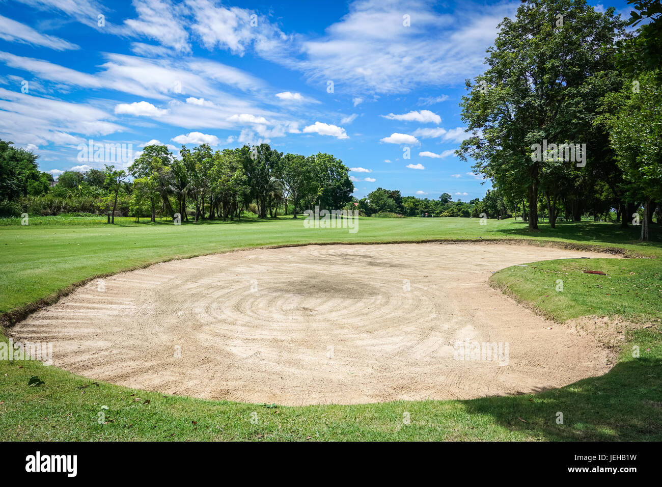 Golf course with sand bunker hi-res stock photography and images - Alamy