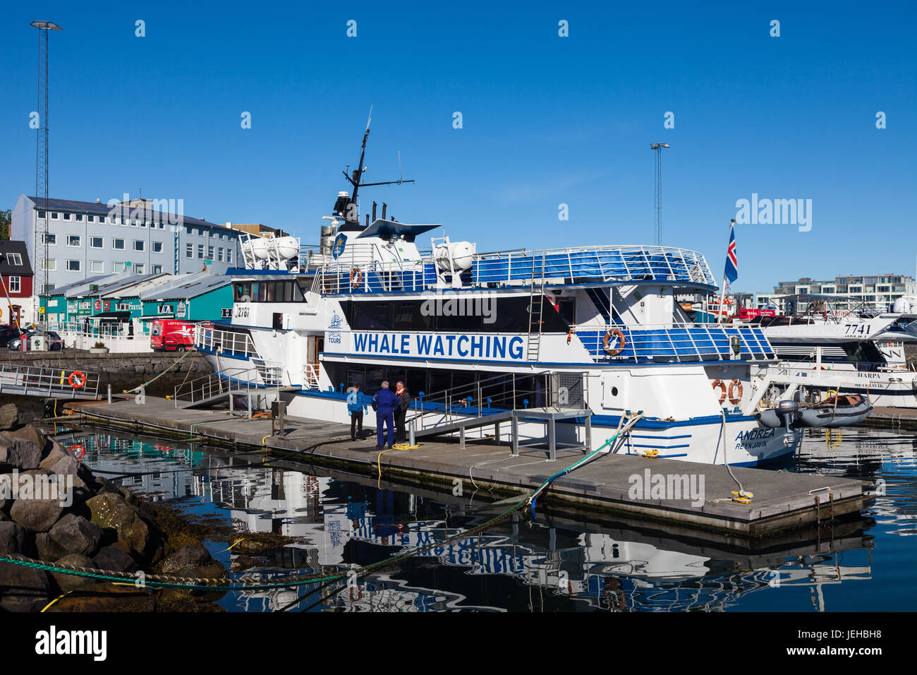 Whale watching vessel getting ready to load passengers for a cruise ...