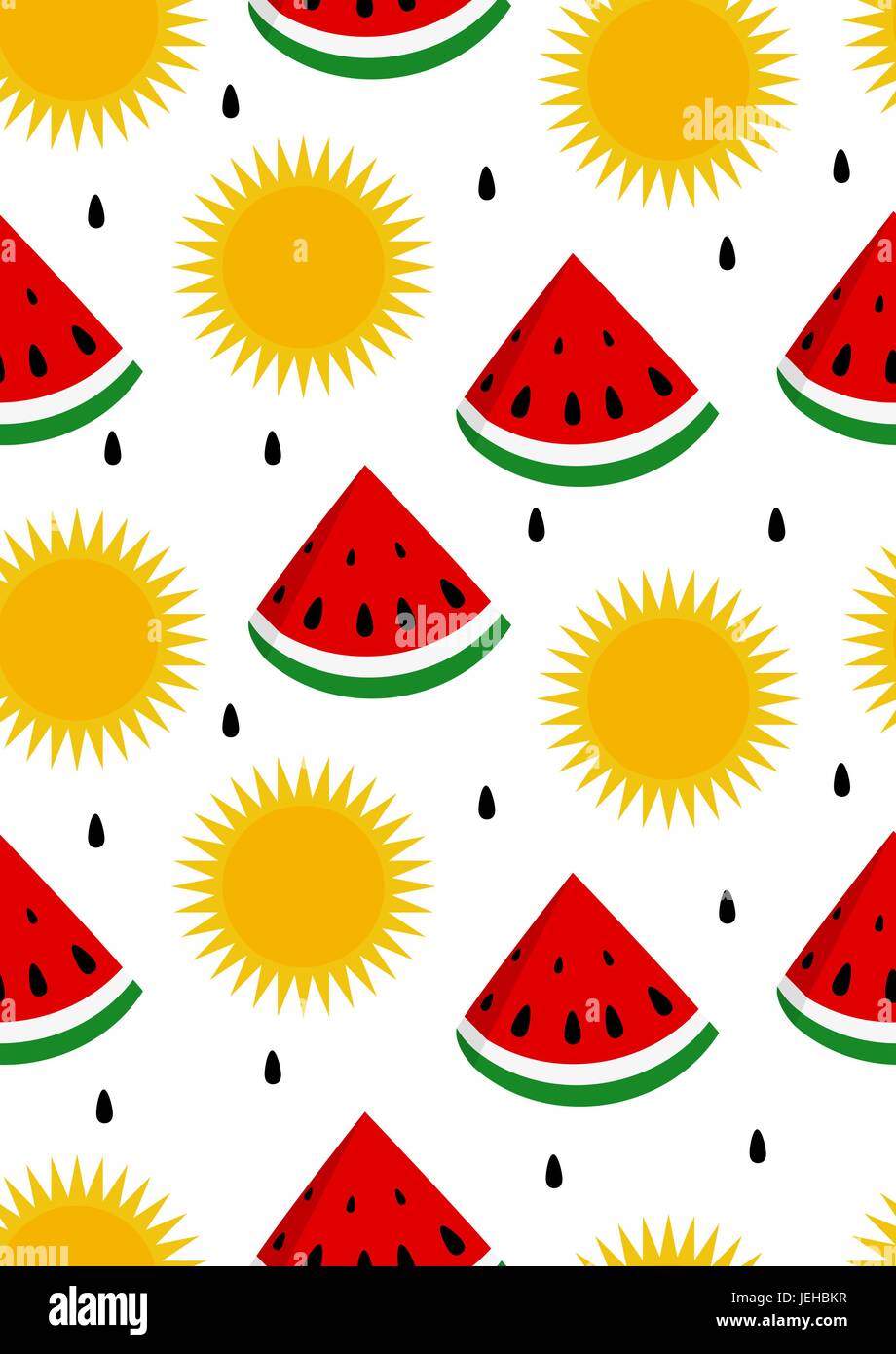 Watermelon and sun seamless background Stock Vector Image & Art - Alamy
