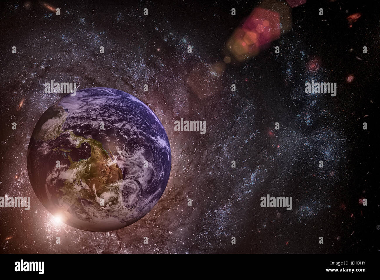 Earth and galaxy on background. Elements of this image furnished by ...