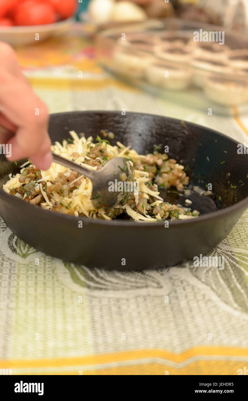 The process of preparing delicious dishes in details using a knife and ...