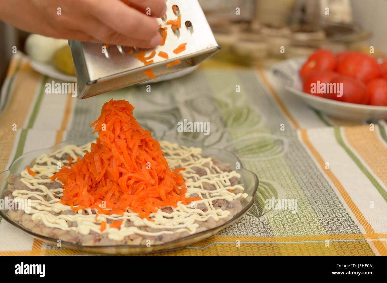 The process of preparing delicious dishes in details using a knife and ...