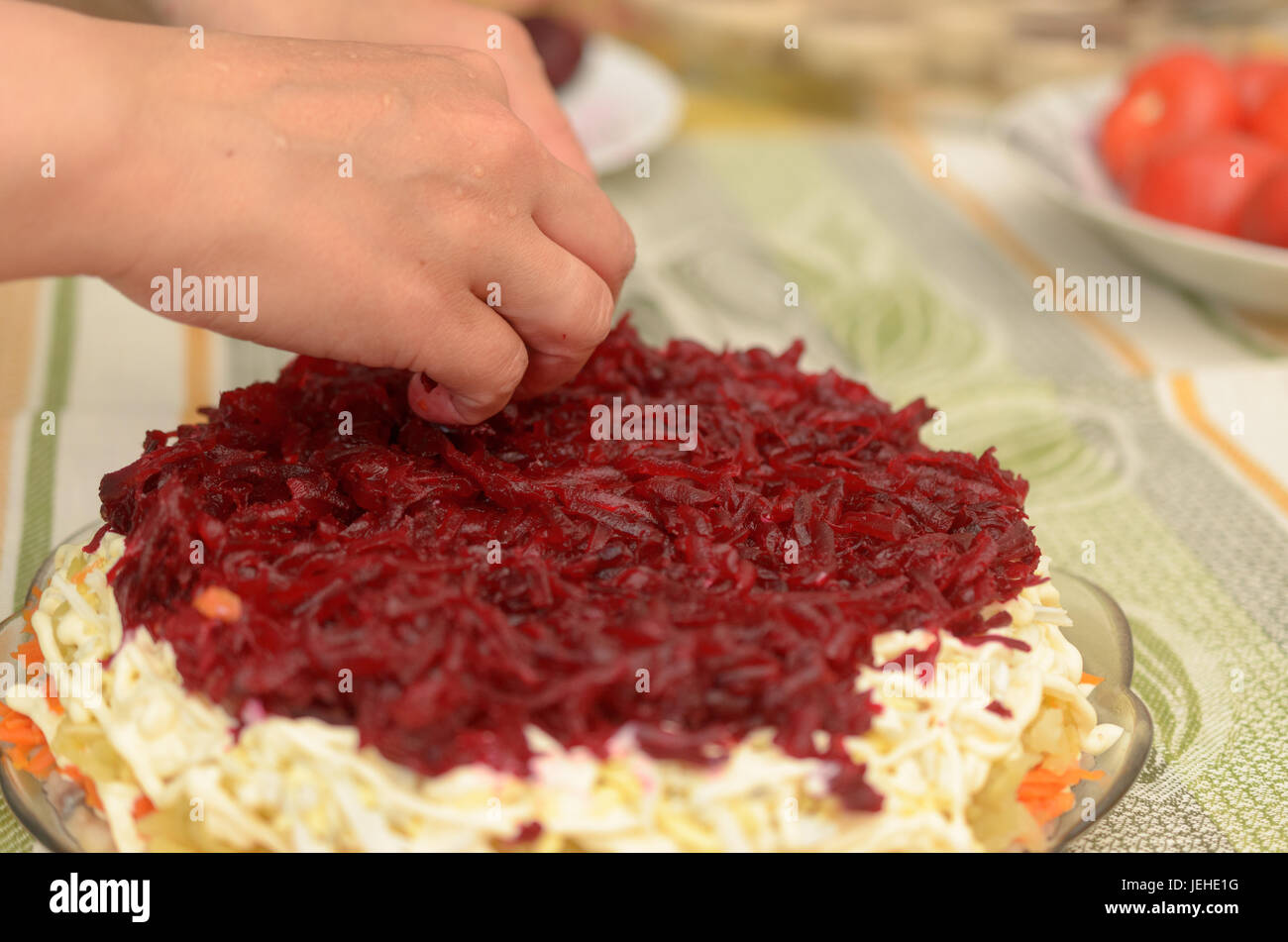 The process of preparing delicious dishes in details using a knife and ...