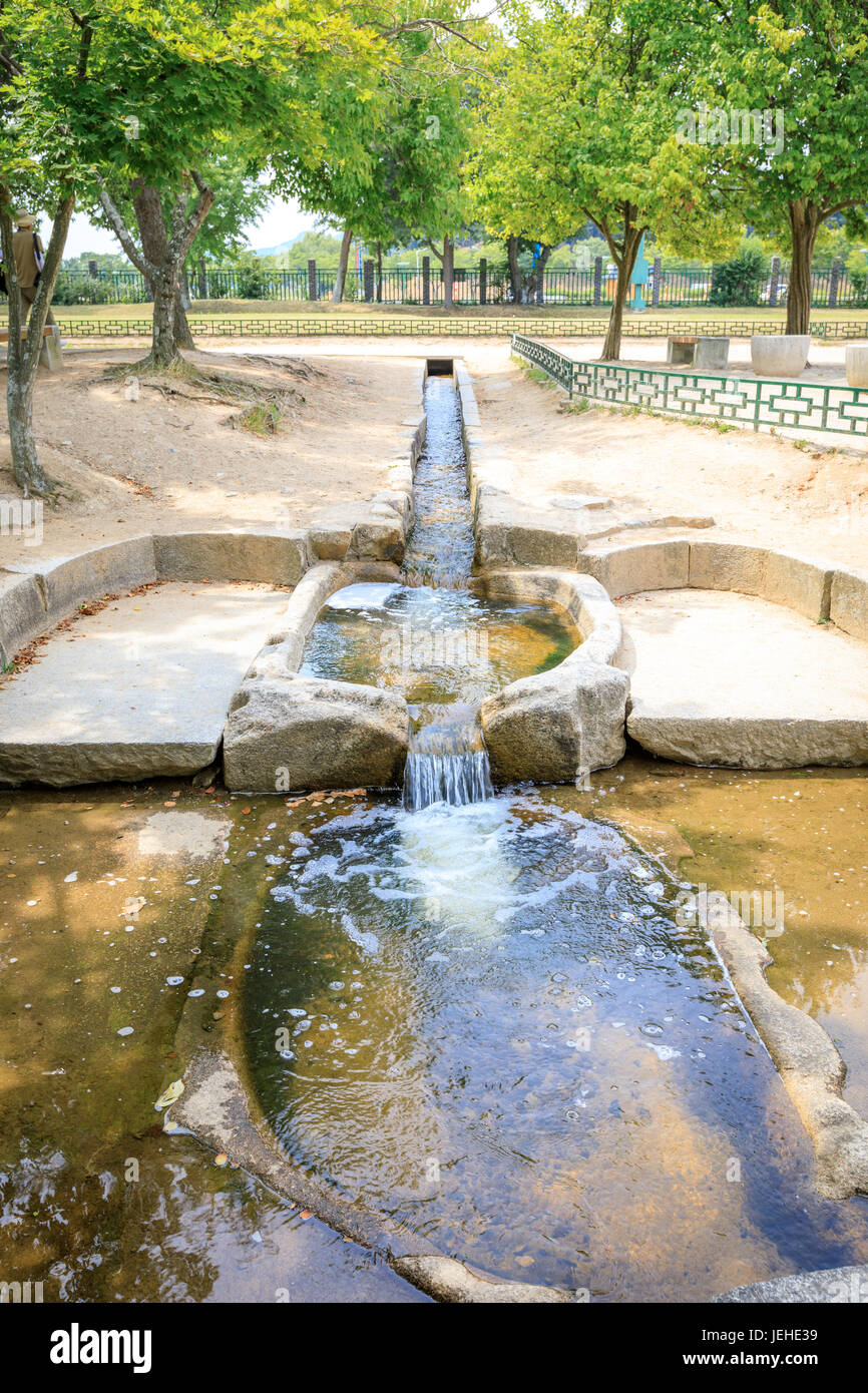 Traditional water filter system at Donggung Palace in Gyeongju, S.Korea ...