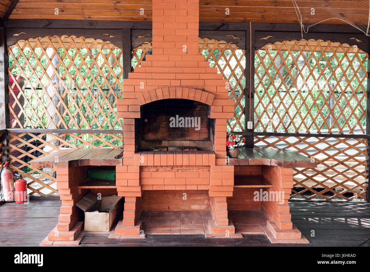 Old garden heater. grill usable for BBQ Stock Photo - Alamy