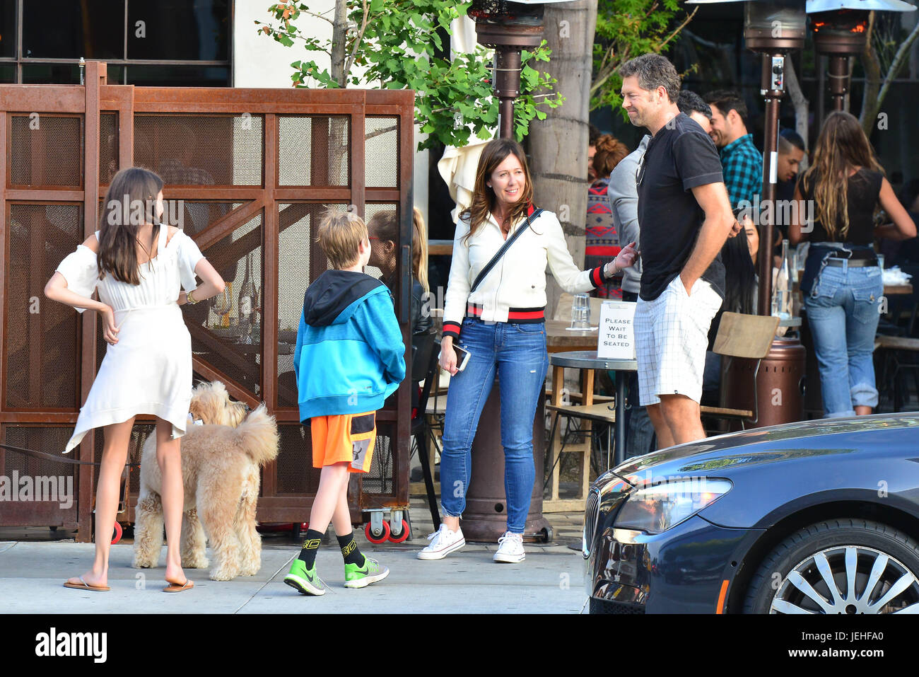 Dominic West Out For Dinner With Wife And Children. Featuring: Dominic ...