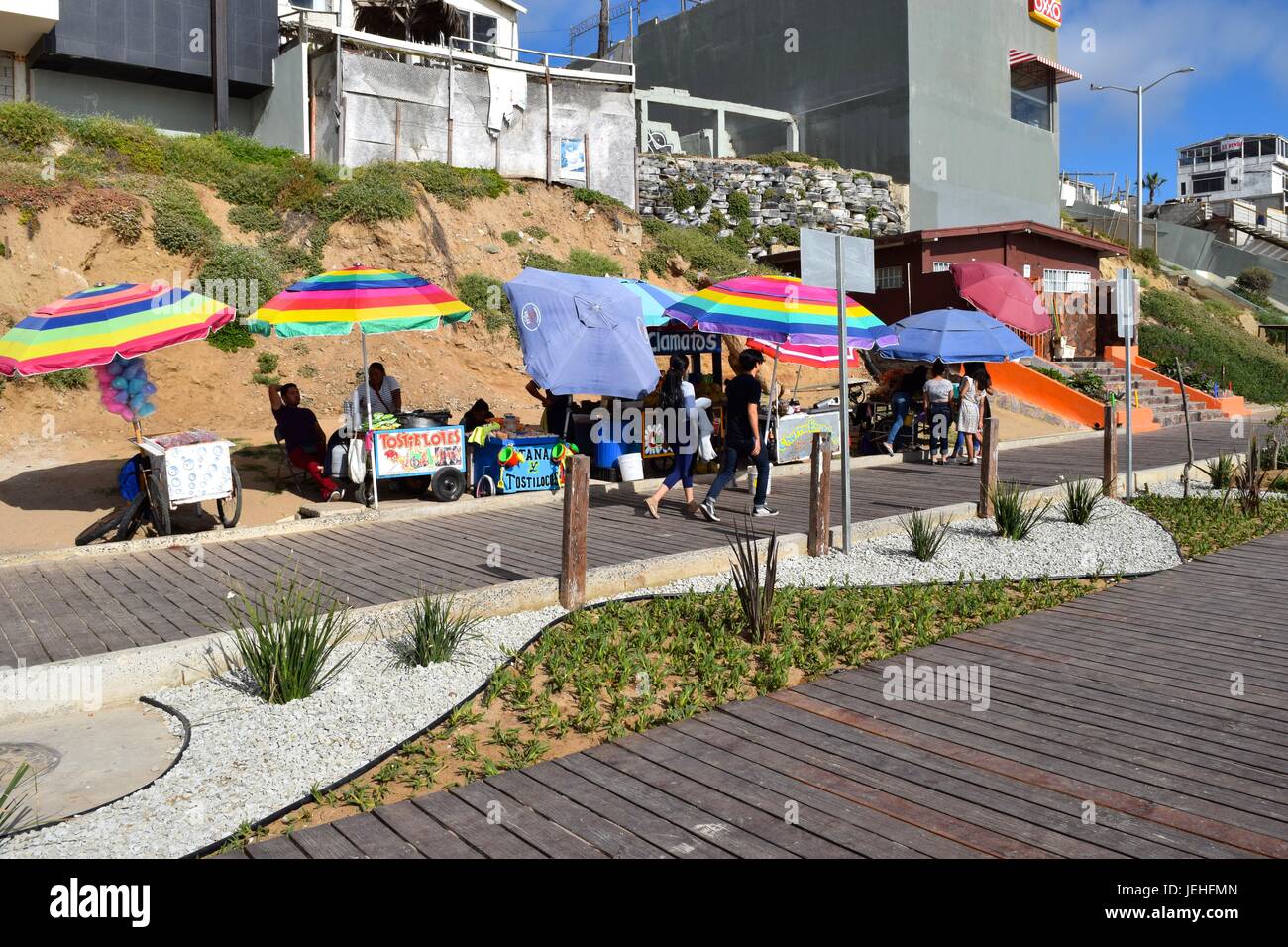 vendors on the boardwalk of Playas de Tijuana Stock Photo - Alamy