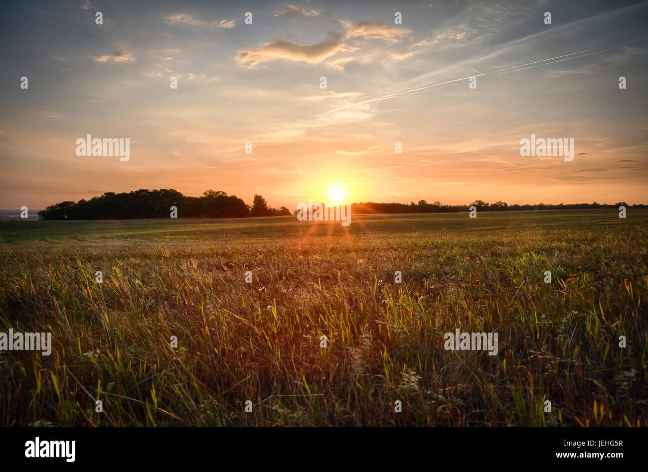 Beautiful bright saturated views of nature on a background of sunset ...