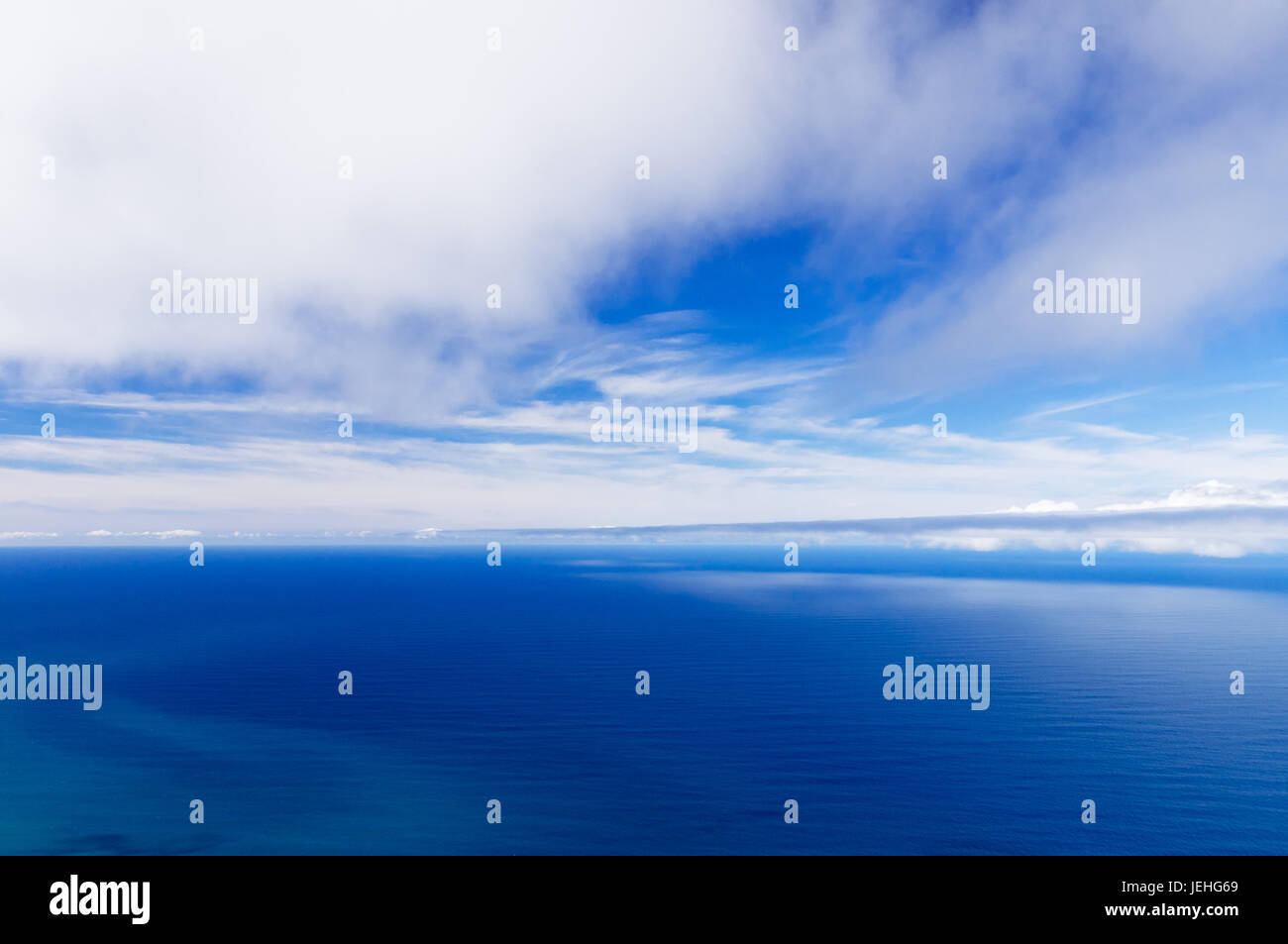 Wonderful cloudy sky and calm ocean background, high angle view Stock ...