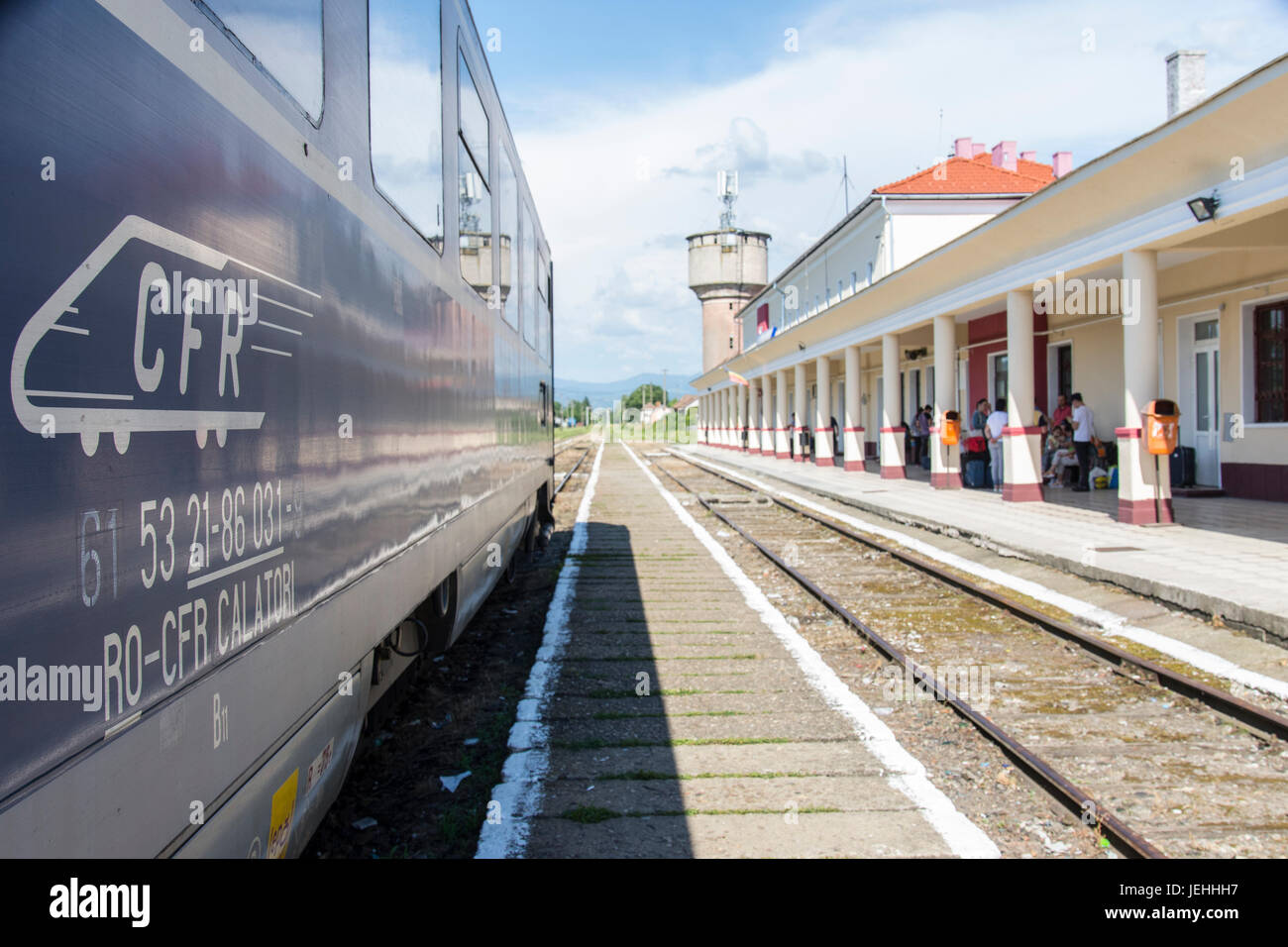 A train in the railway station in Romania Stock Photo - Alamy