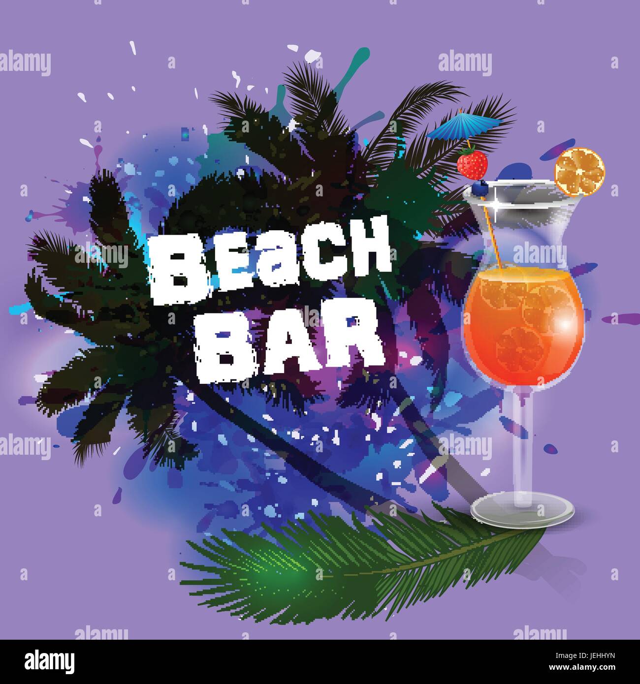 Summer background with palm trees and juice Stock Vector Image & Art ...