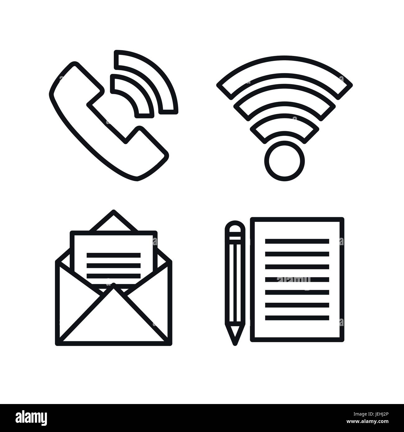 Hand drawn communication related icons over white background vector ...