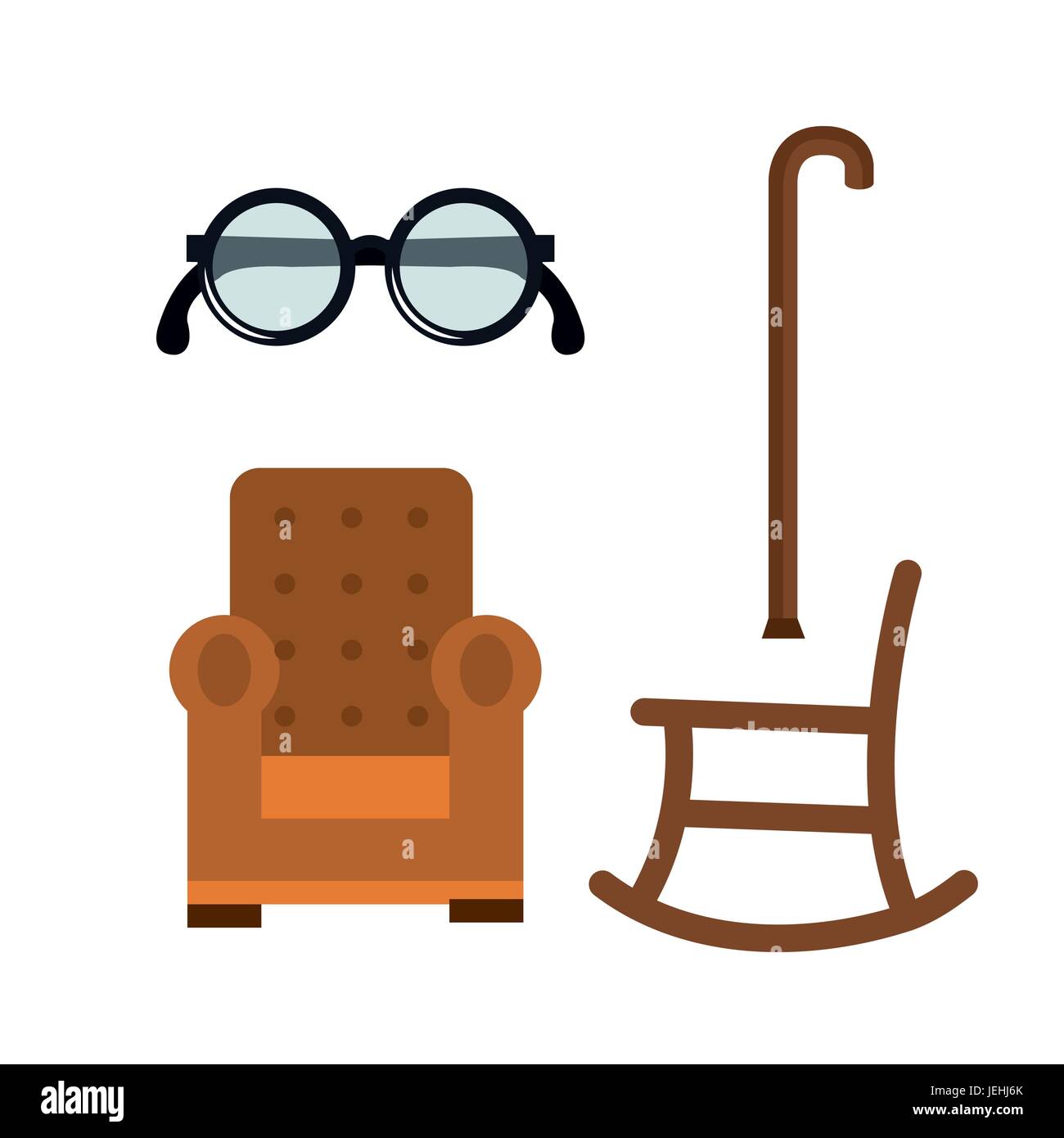 Elder people related objects over white background vector illustration ...